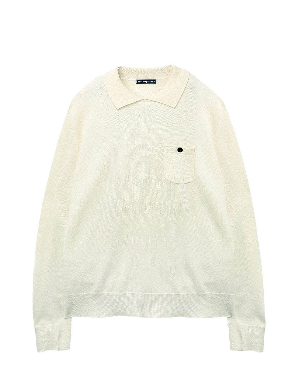Men Polo Sweater_Vintage White – Pure Cashmere NYC